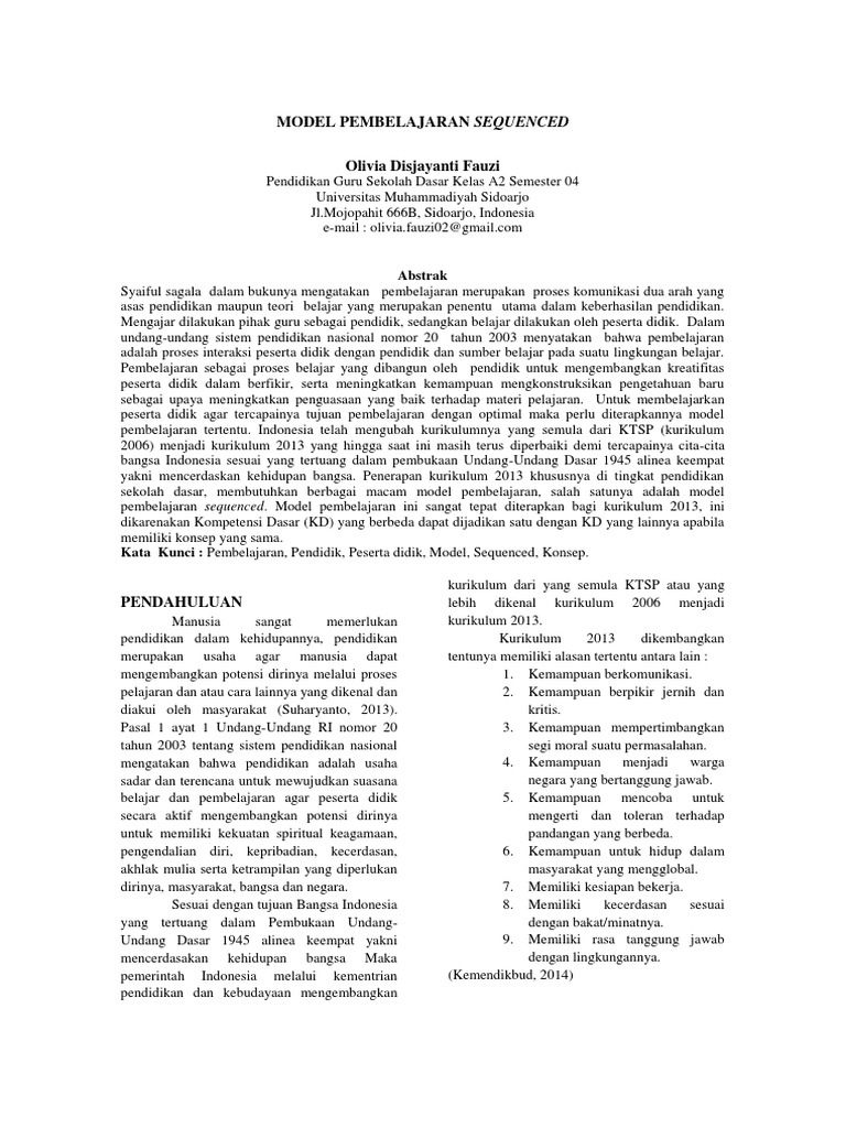 Model Pembelajaran Sequenced | PDF