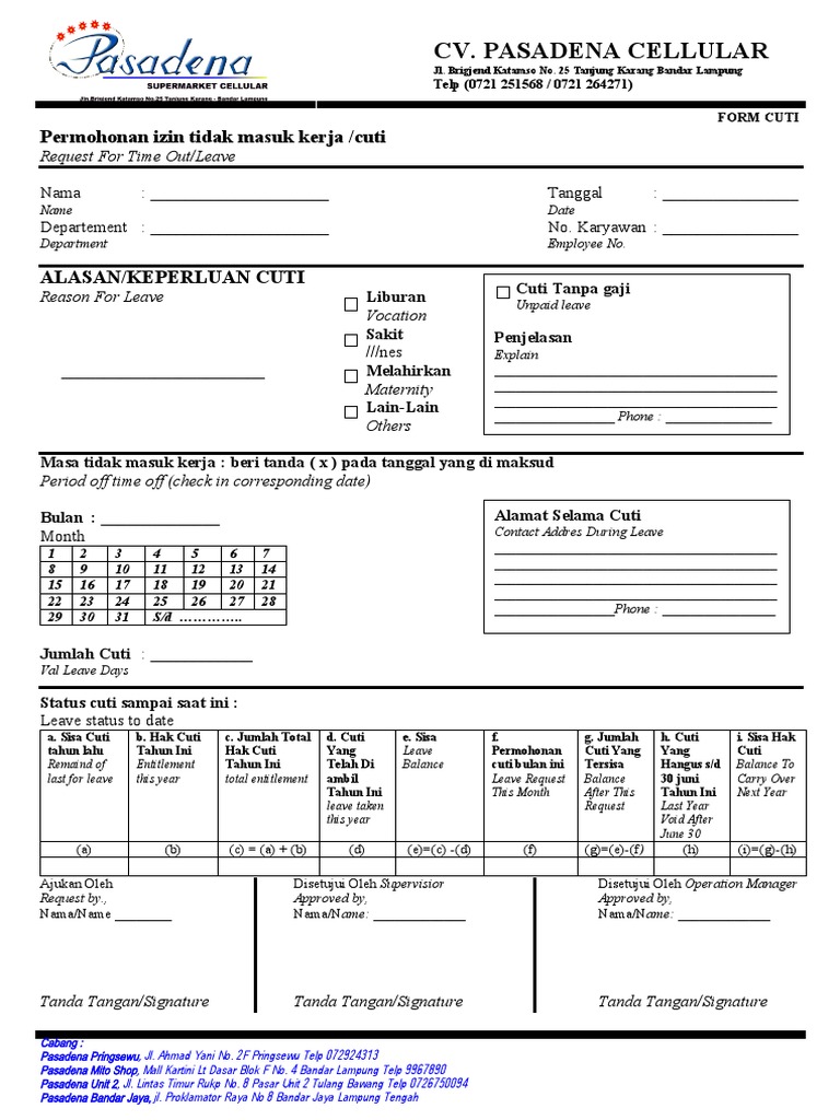 Form Cuti | PDF