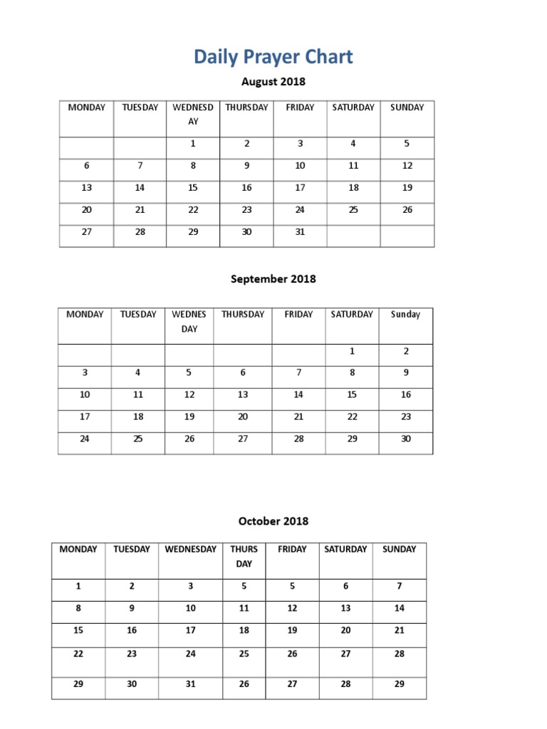 Daily Prayer Chart | PDF