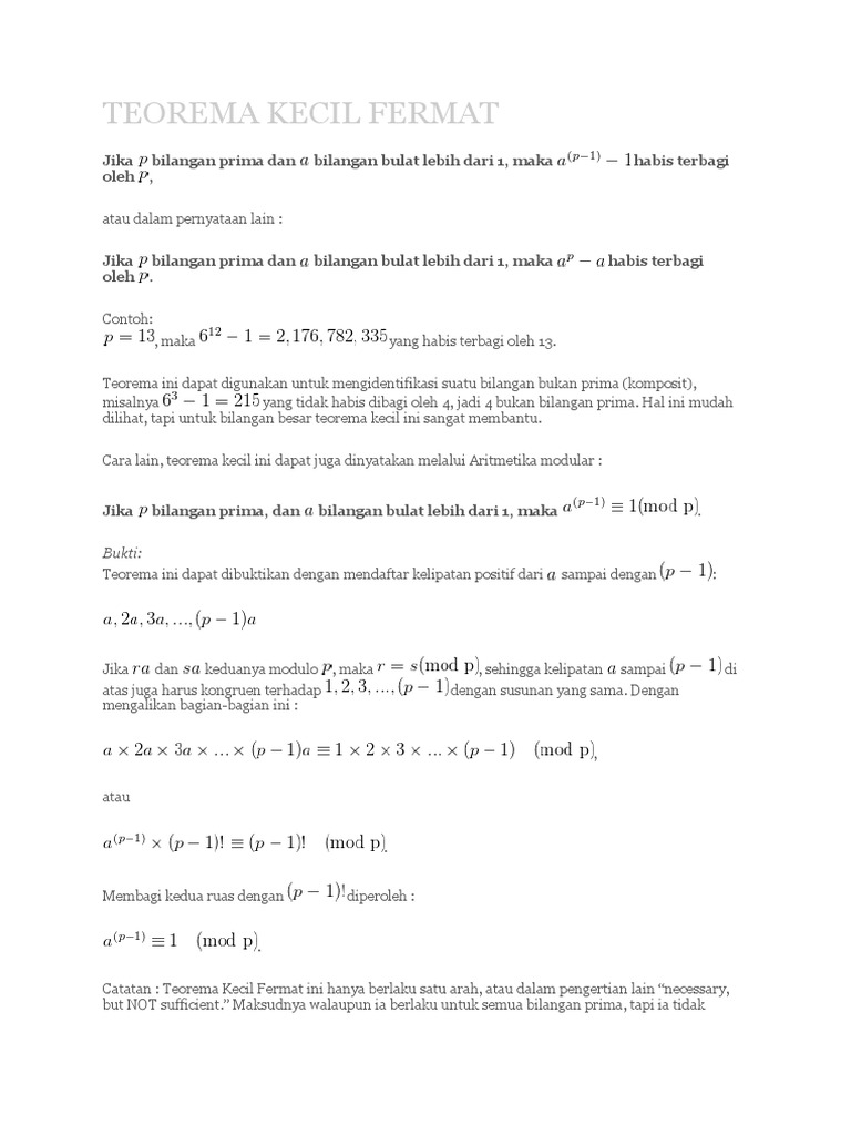 Teorema Kecil Fermat | PDF