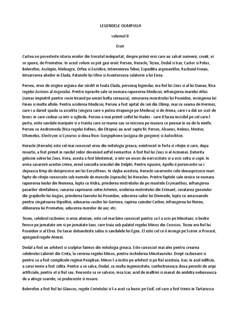 Legendele Olimpului Vol 2 Rezumat