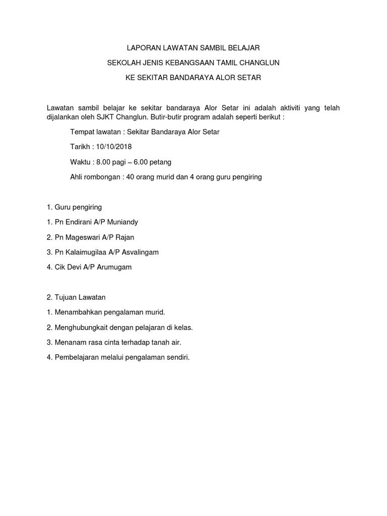 Laporan Lawatan Sambil Belajar | PDF