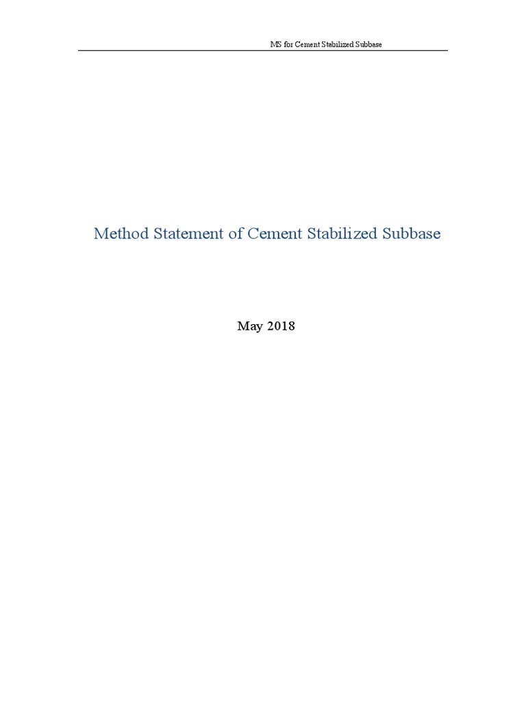 Method Statement For Cement Stabilized Subbase | PDF | Road | Cement