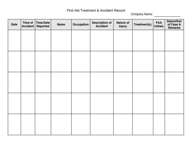 First Aid & Accident Record Form | PDF