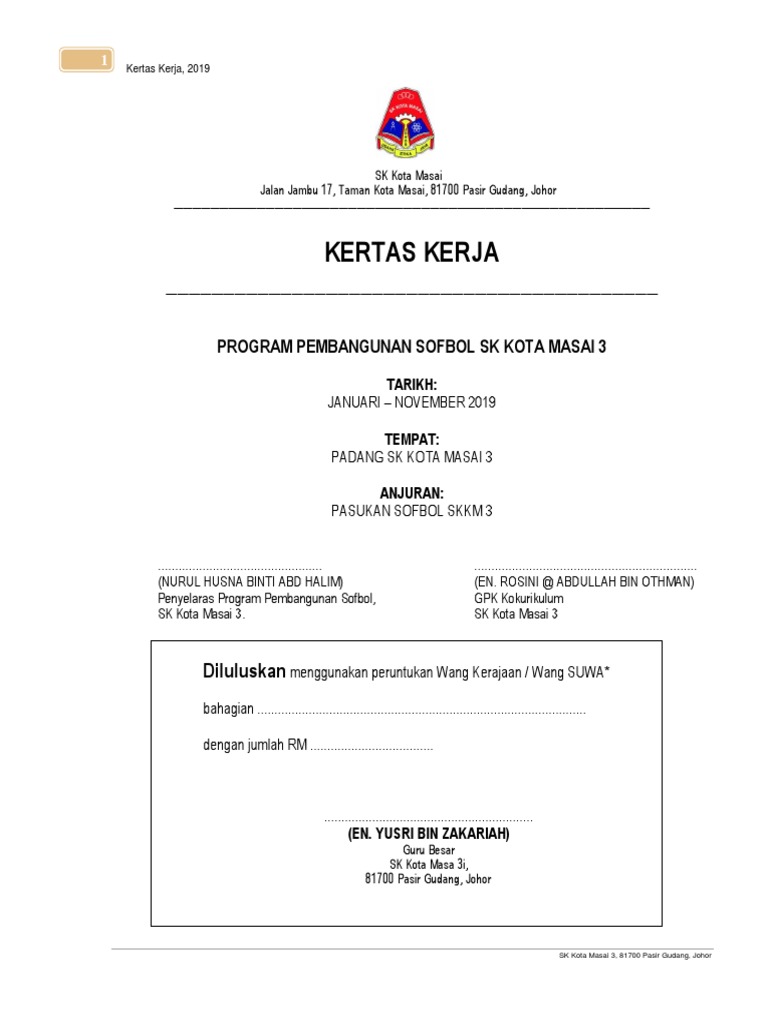 Kertas Kerja Program Pembangunan Sukan | PDF