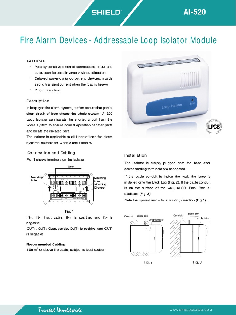 Addressable Loop Isolator Module AI 520 | PDF | Components | Equipment