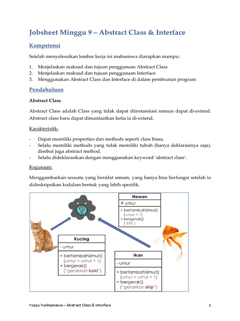 Jobsheet Minggu 9 - Abstract Class & Interface | PDF Jobsheet Minggu 9 - Abstract Class & Interface | PDF