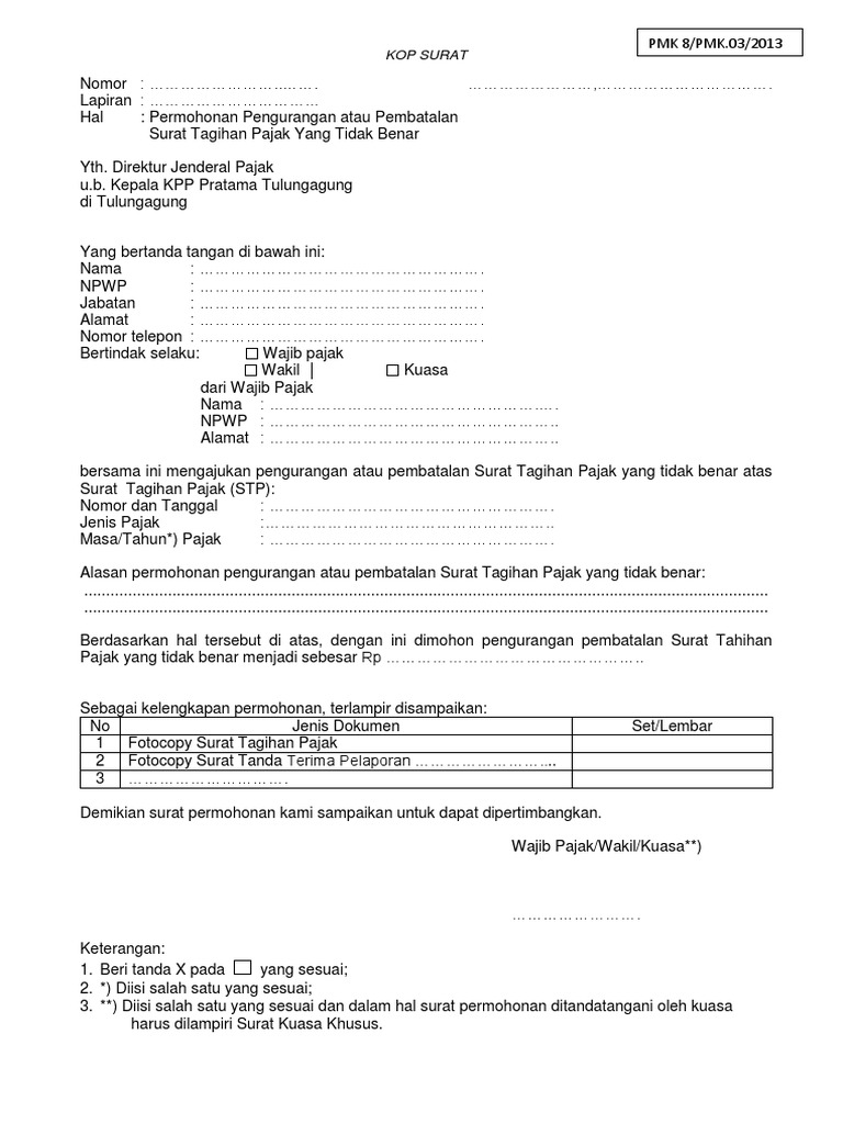 15 Permohonan Pengurangan Dan Pembatalan STP Yang Tidak Benar | PDF