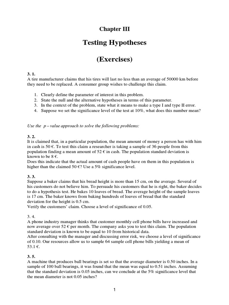 Testing Hypotheses (Exercises) : Use The P Value Approach To Solve The ...