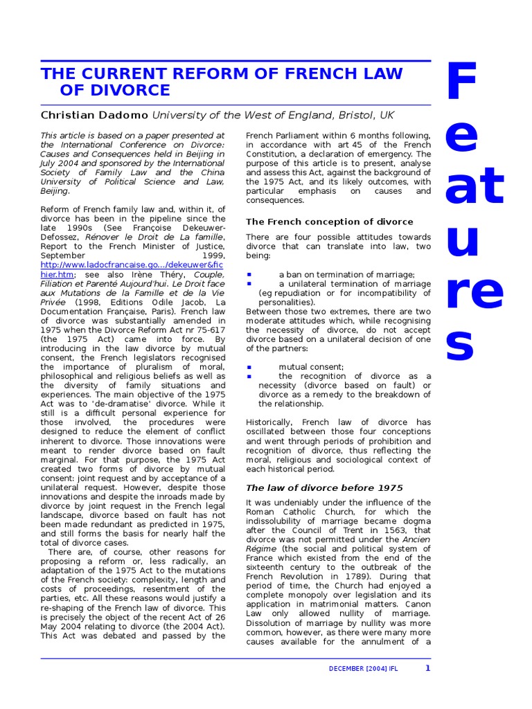 The Current Reform of French Law of Divorce - Final Text | PDF ...