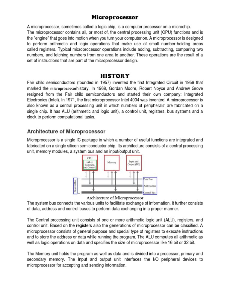 Architecture of Microprocessor | PDF | Microprocessor | Integrated Circuit