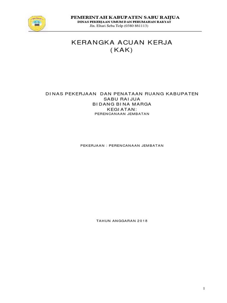 Kak Perencanaan Jembatan 2018 | PDF | Teknologi & Rekayasa
