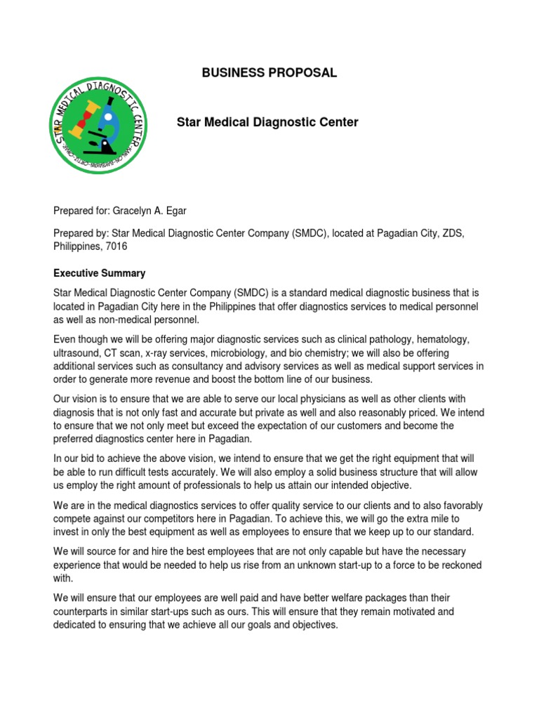 Star Medical Diagnostic Center Business Proposal | PDF | Medical ...