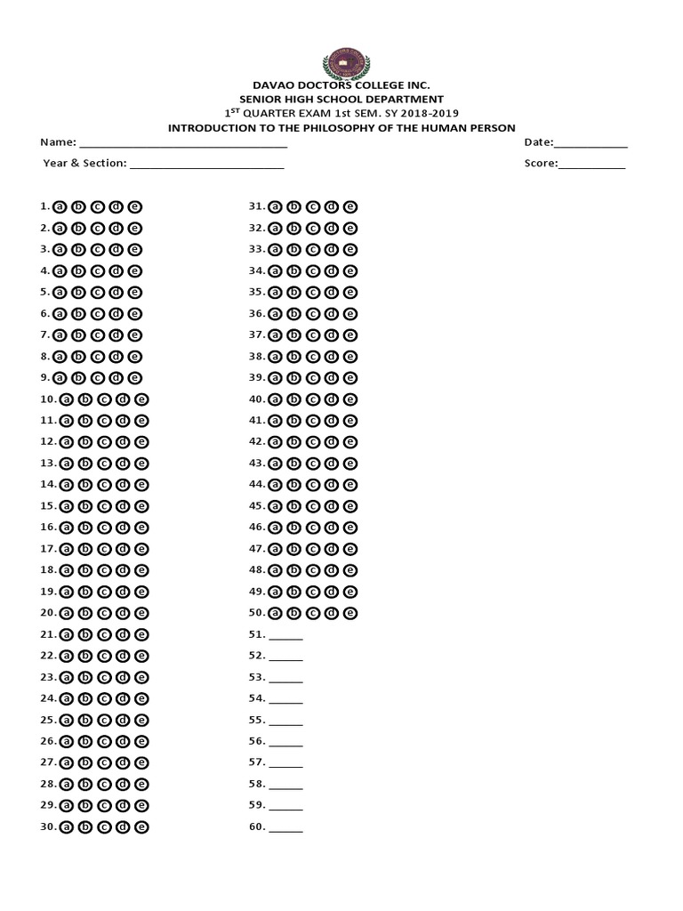 Answer Sheet | PDF