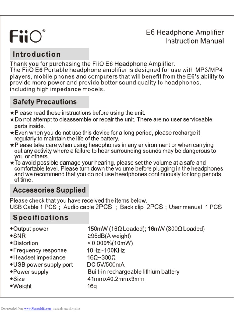 Fiio E06 User Manual PDF | PDF | Computers