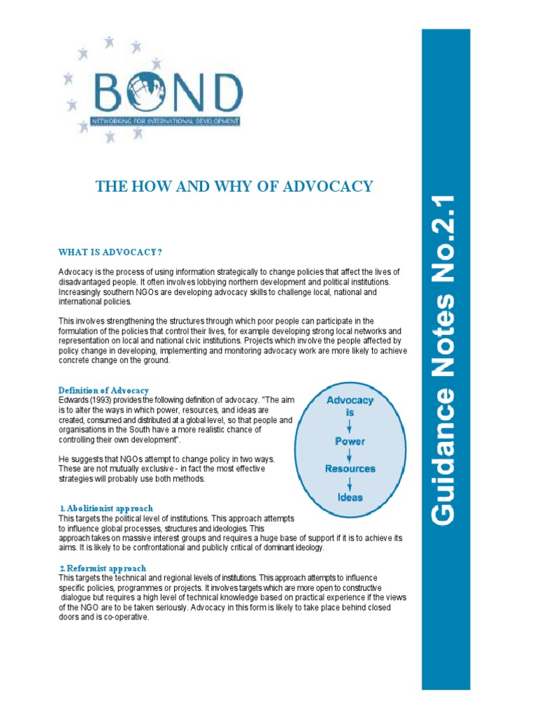 The How and Why of Advocacy | PDF | Non Governmental Organization ...