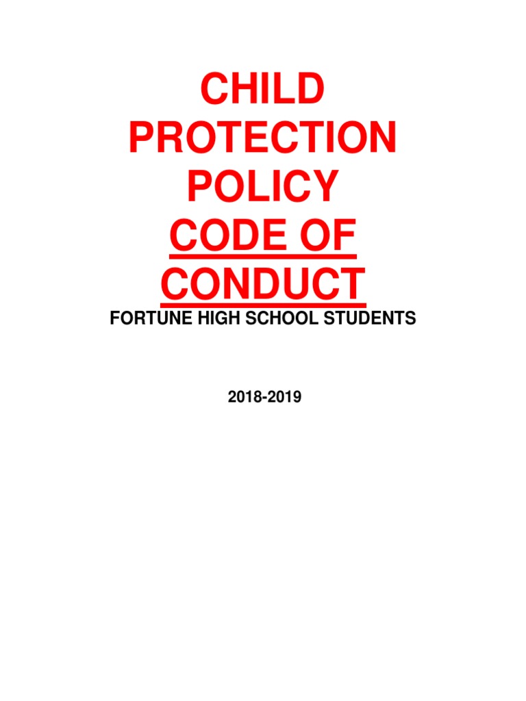 Child Protection Policy Code of Conduct: Fortune High School Students ...