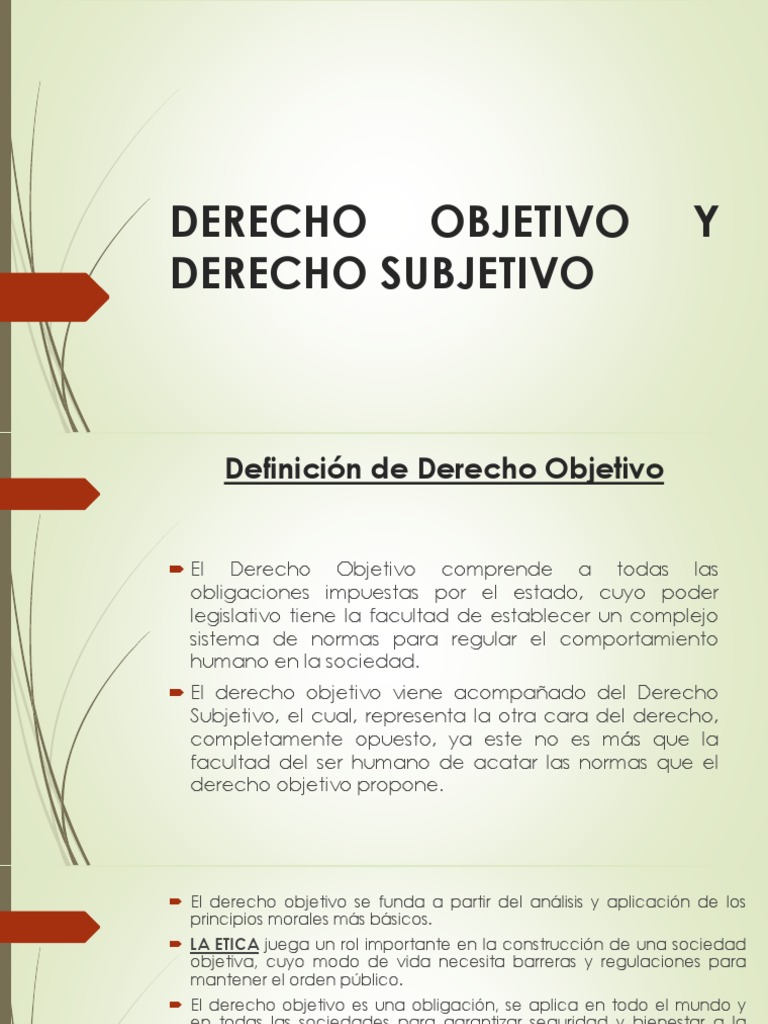 Derecho Objetivo Y Derecho Subjetivo | PDF | Derechos | Subjetividad