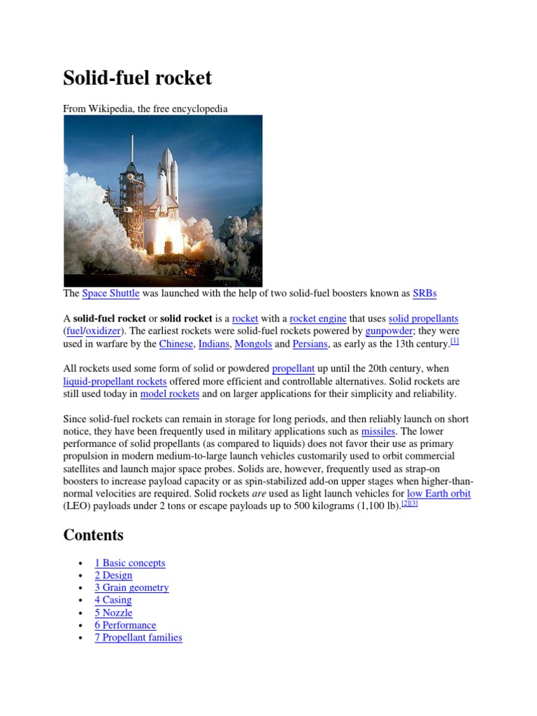 Solid Fuel Rocket | PDF | Rocket Propellant | Rocket