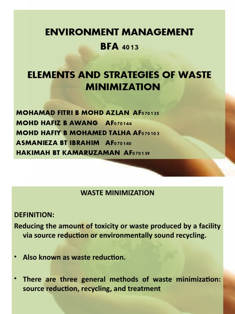Waste Minimization Strategies Explained | PDF | Recycling | Reuse