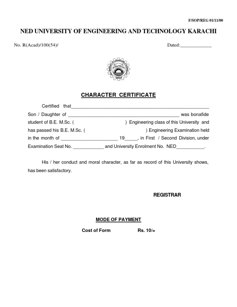 Character Certificate | PDF