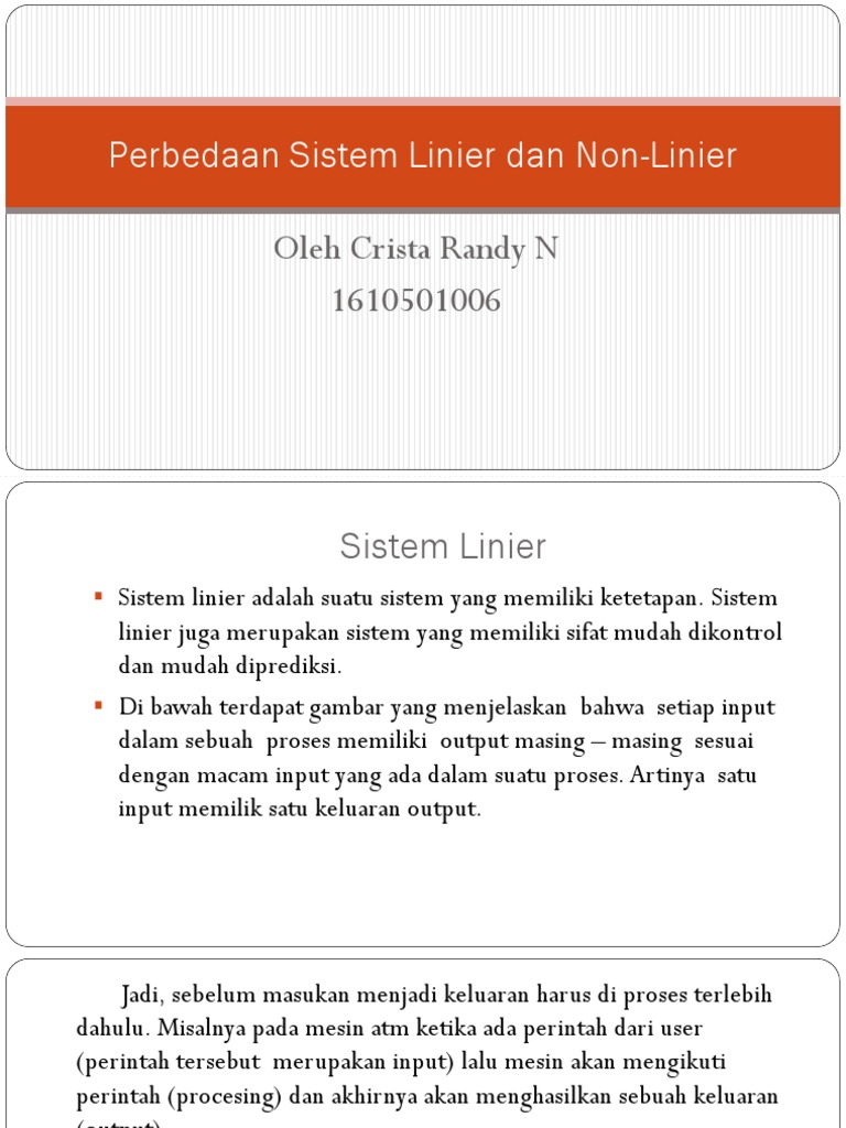 Perbedaan Sistem Linier Dan Non-Linier | PDF