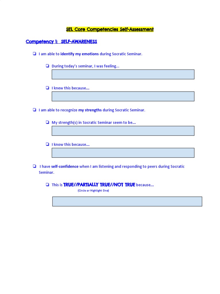 SEL Core Competencies Assessment Guide | PDF | Self Awareness ...