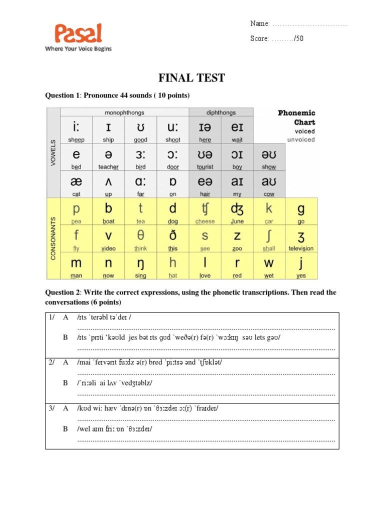 Ipa Test | PDF | Question | Oral Communication