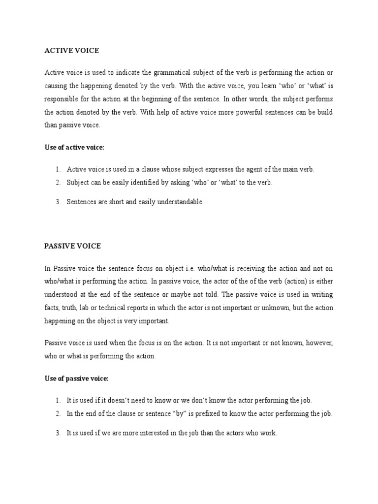 Passive Voice, Simple Tense. Miss Devi | PDF | Verb | Subject (Grammar)