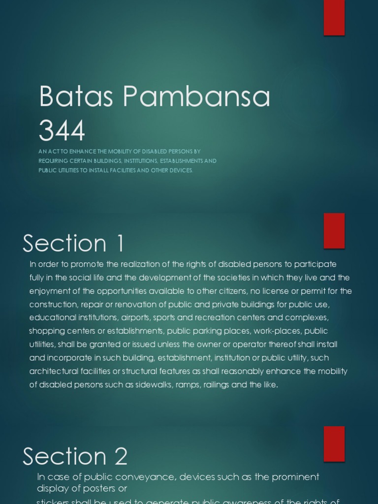 Accessibility Law: Batas Pambansa 344 | PDF | Public Transport ...