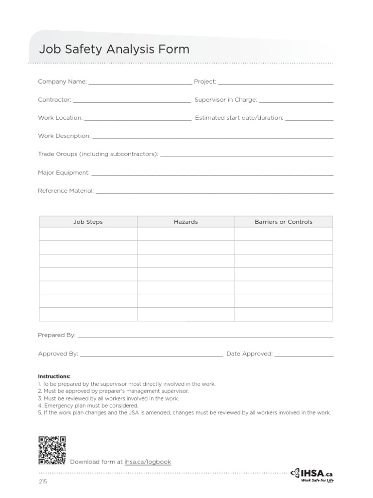 Job Safety Analysis Form: Instructions | PDF