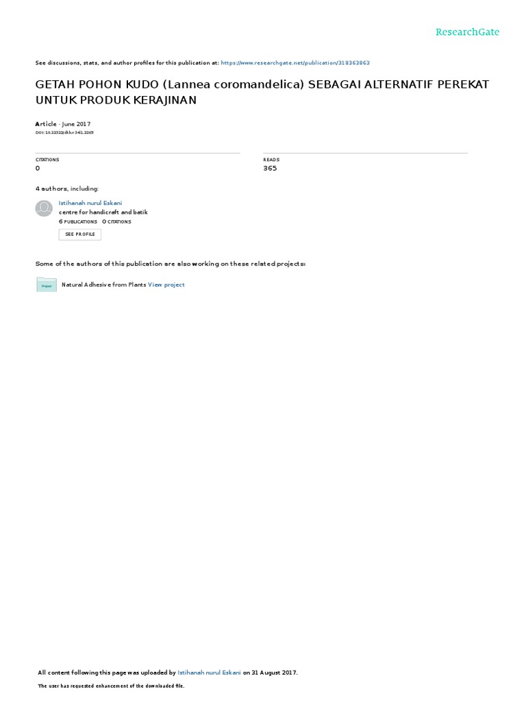 Getah Kudo: Perekat Alami Kerajinan | PDF