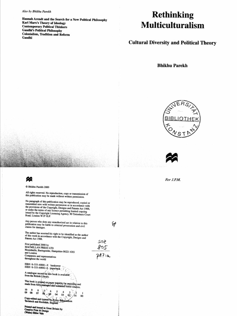 Parekh, Bhikhu - Rethinking Multiculturalism Cultural Diversity and ...