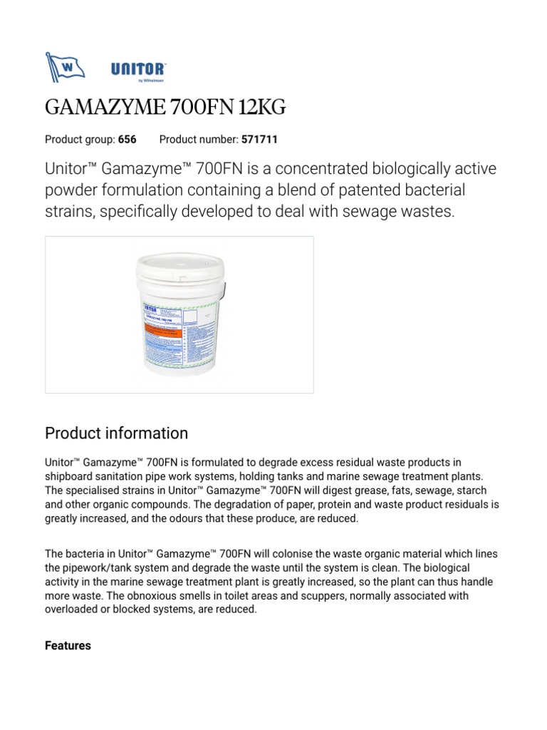 Gamazyme 700FN 12KG PDF | PDF | Sewage Treatment | Biodegradation