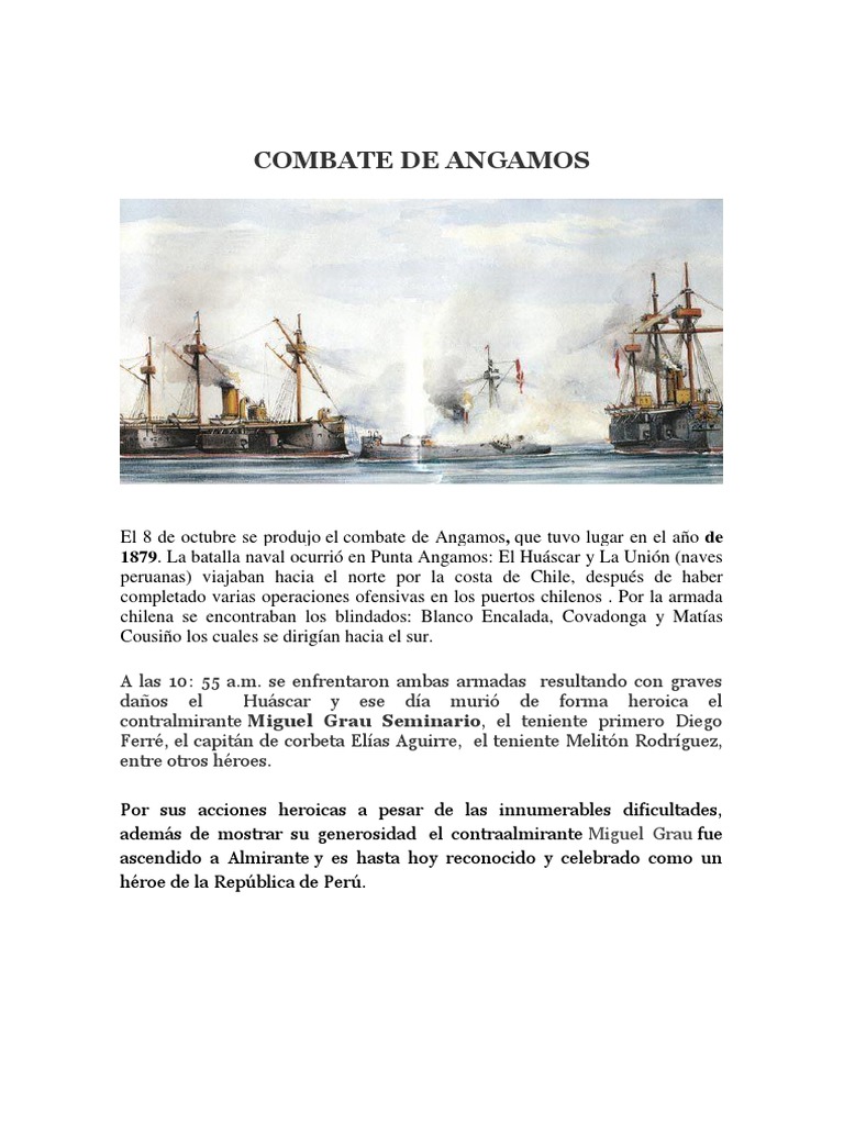 Combate De Angamos: 1879. La batalla naval ocurrió en Punta Angamos: El ...