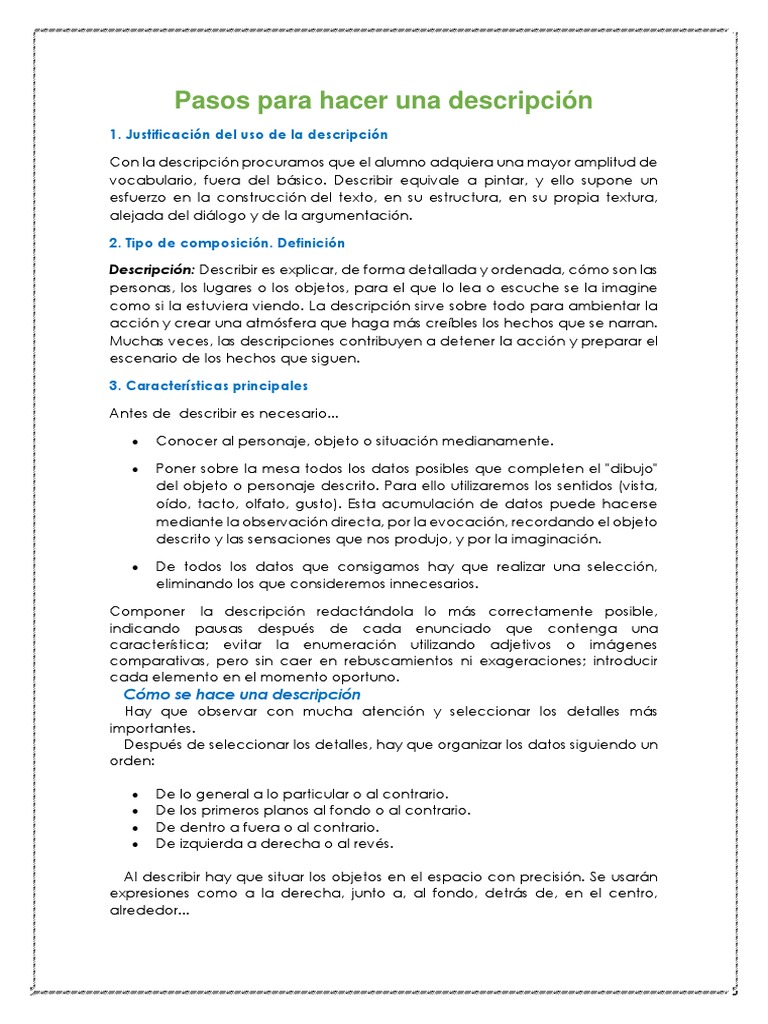 Pasos para Hacer Una Descripción | PDF | Ciencia cognitiva | Science