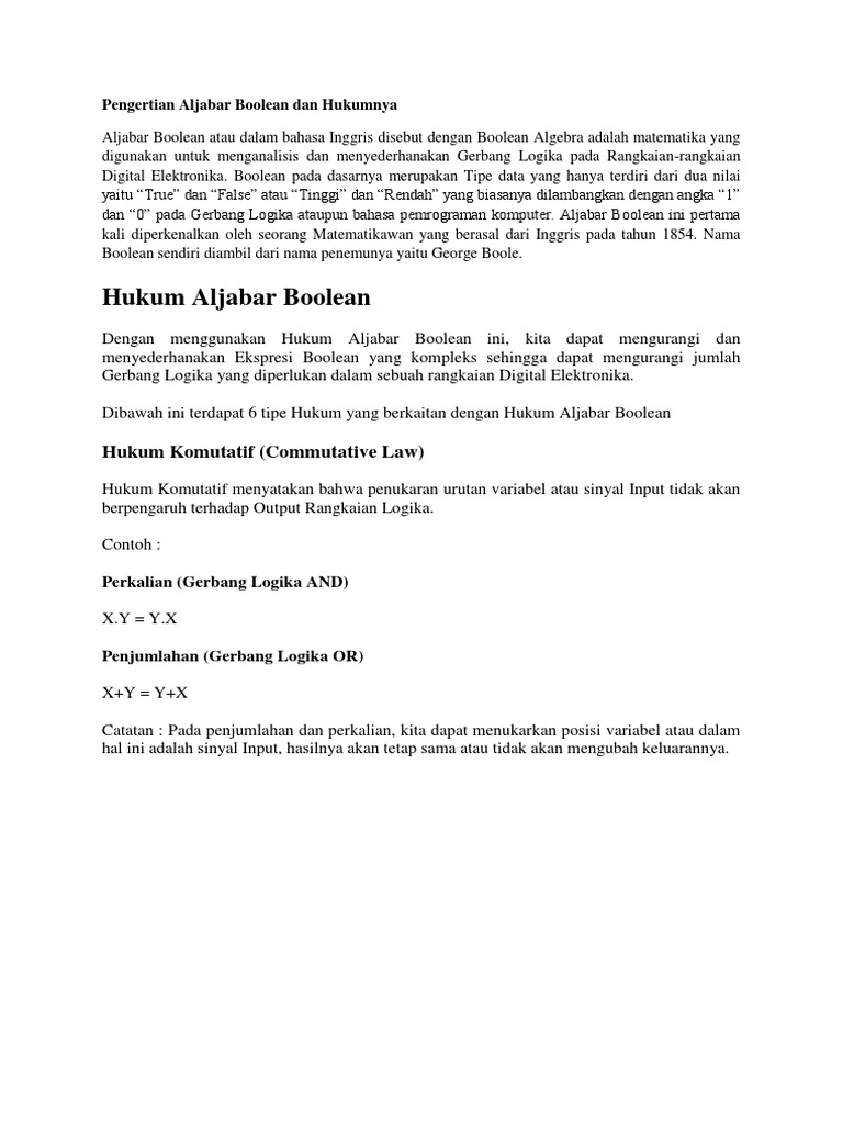 Aljabar Boolean | PDF | Metode & Bahan Ajar