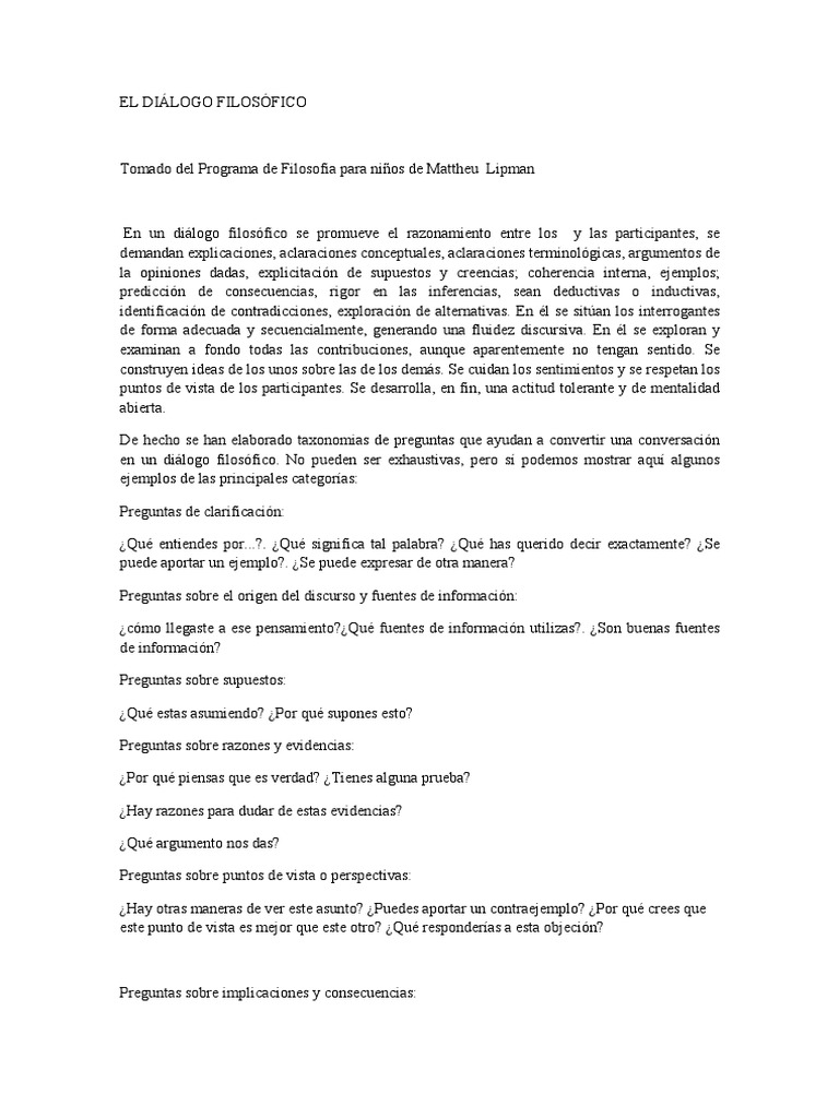 El Diálogo Filosófico | Razón | Argumento