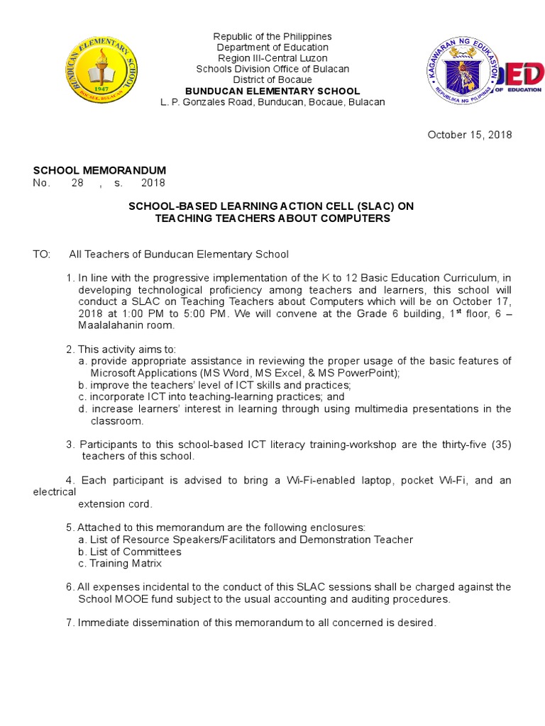 Memo Slac | PDF | Educational Technology | Teachers