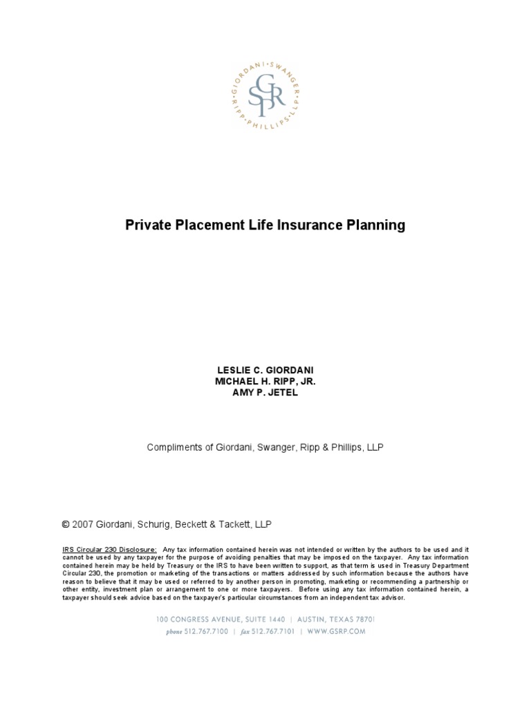 Private Placement Life Insurance Planning | PDF | Trust Law | Hedge Fund