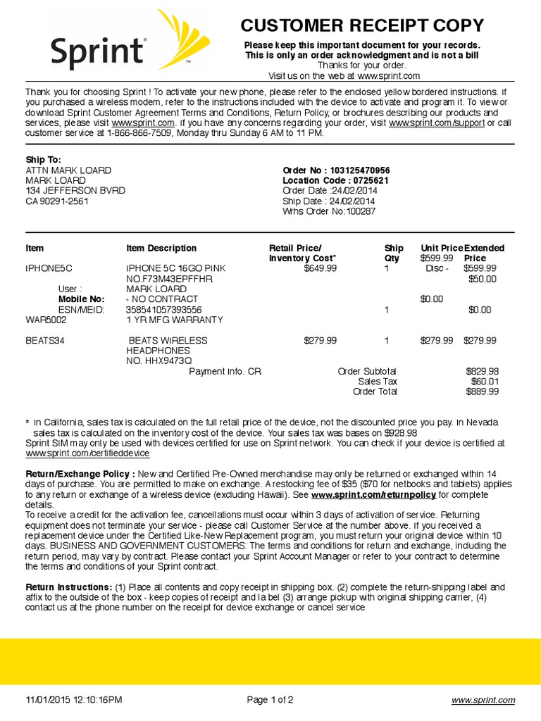 sprint.pdf | Sprint Corporation | Receipt