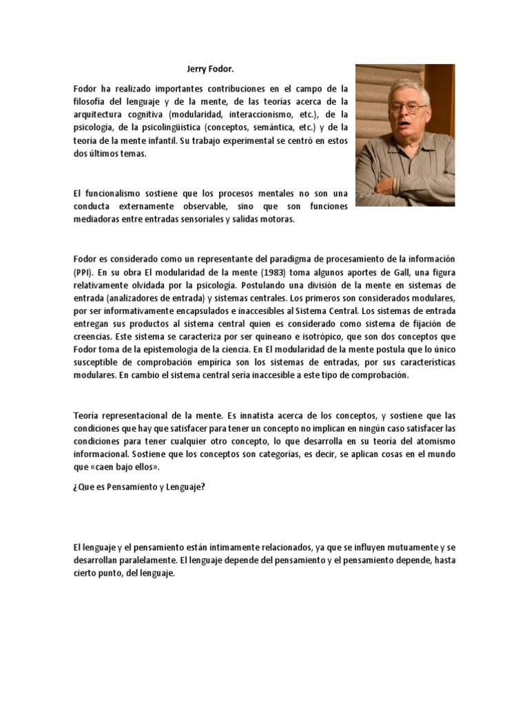 Jerry Fodor | PDF | Evaluación neuropsicológica | Epistemología
