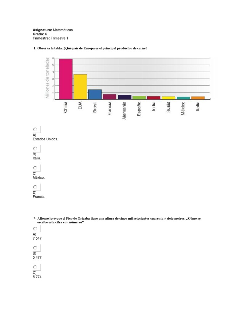 Matematicas 6to | PDF