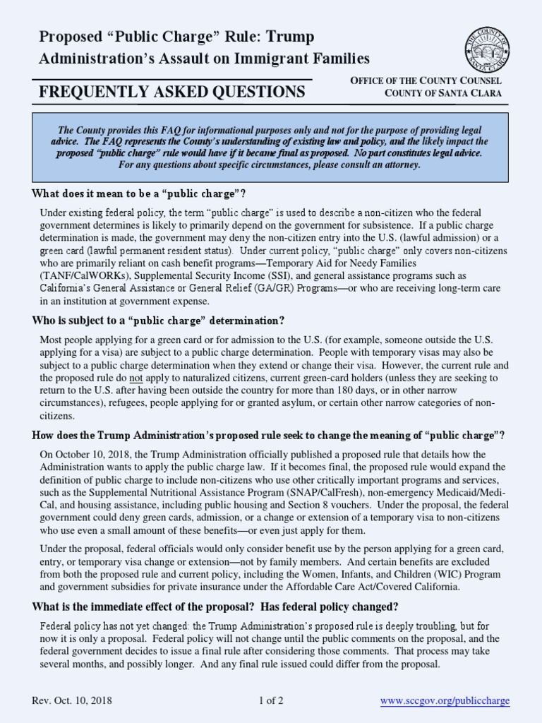 Proposed "Public Charge" Rule: Trump Administration's Assault On ...