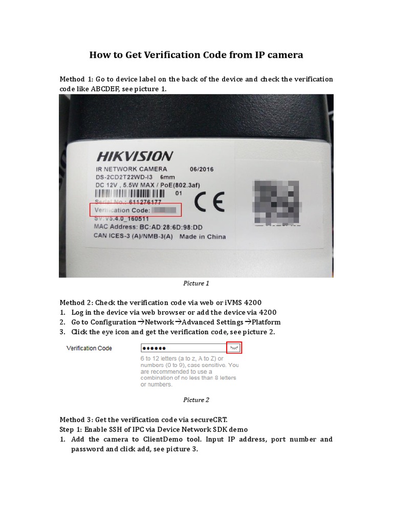 How To Get Verification Code From IP Camera Hikvision | PDF