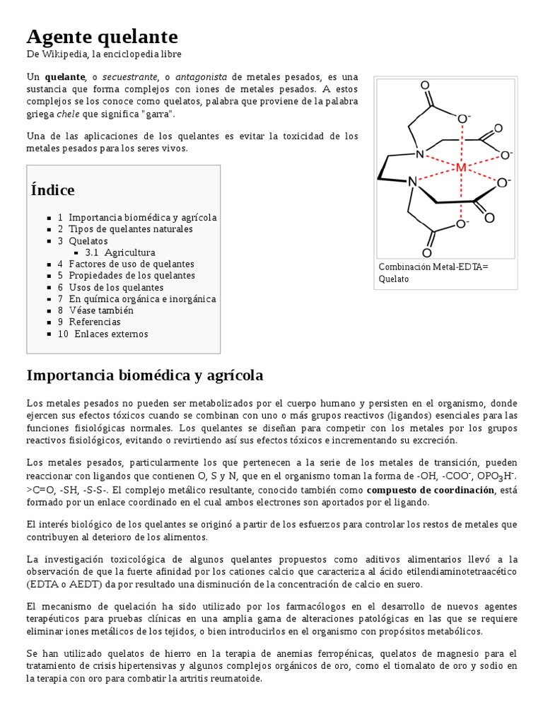 Agente Quelante | Quelación | Compuestos químicos
