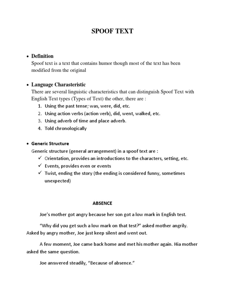 Spoof Text: Generic Structure | PDF