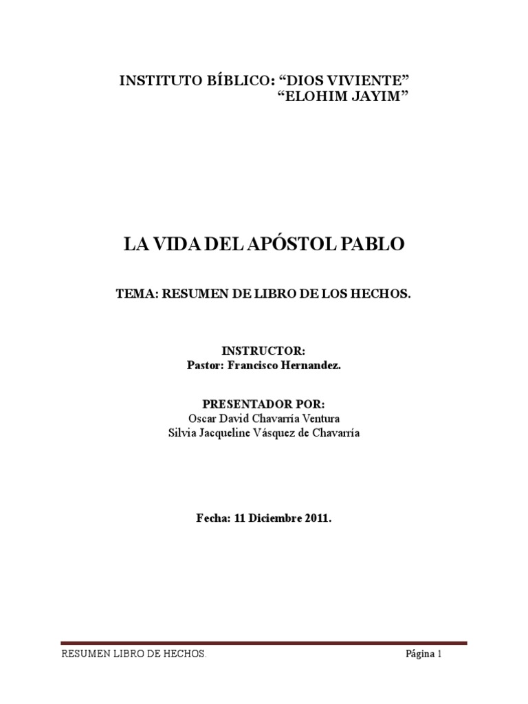 Tarea Resumen Del Libro De Los Hechos Pdf Evangelio De Lucas
