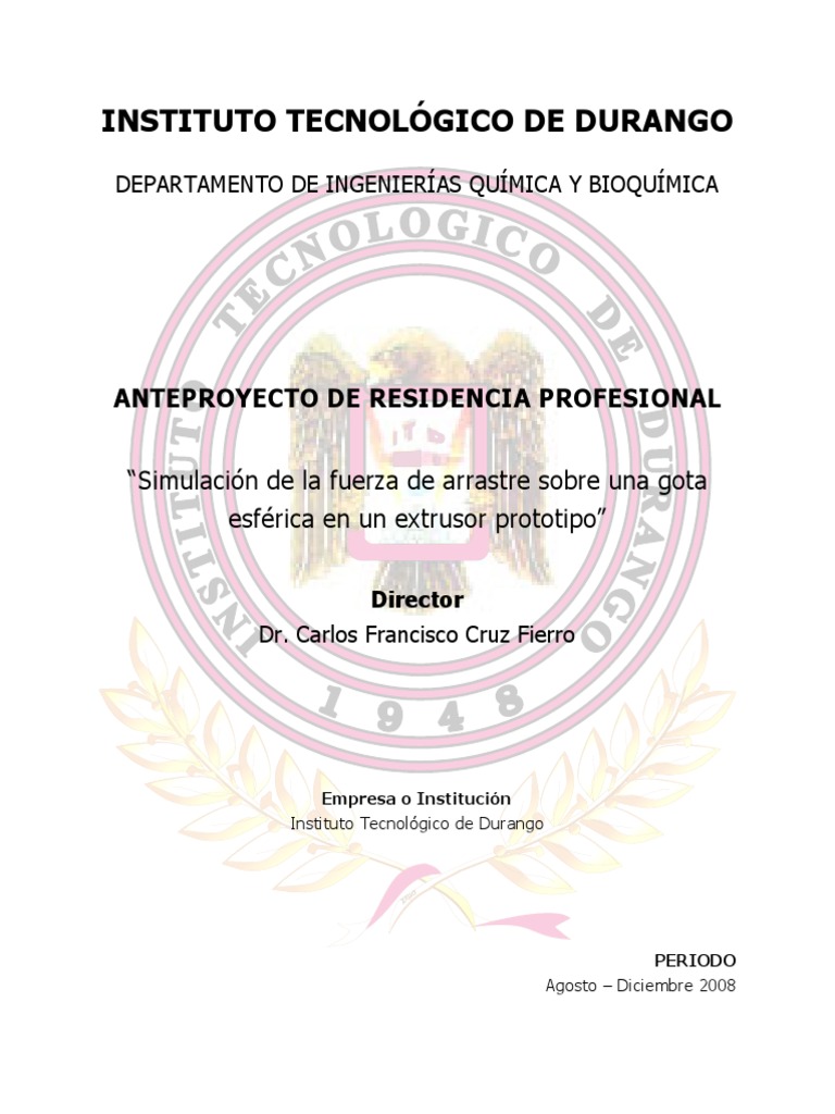 Anteproyecto de Residencias Profesionales | PDF | Simulación | Método de elementos finitos