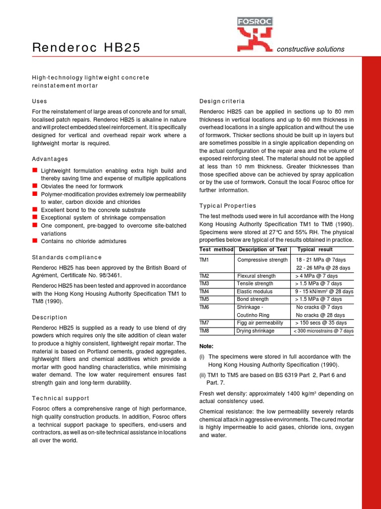 Renderoc HB25: Constructive Solutions | PDF | Mortar (Masonry) | Concrete
